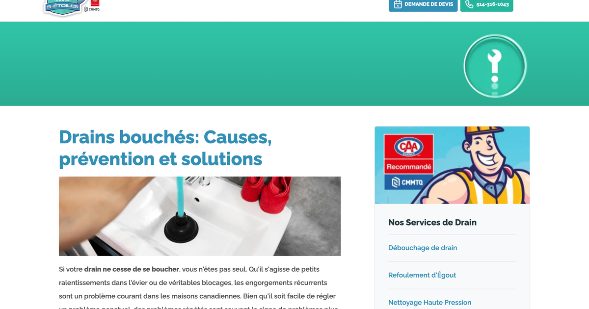Drain Clogging: Causes, Fixes & Prevention Tips | Drain 5 Étoiles